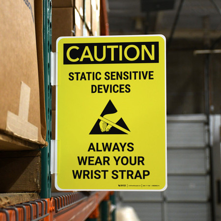 Caution: ESD Control Area with Icon - Always Wear Your Wrist Strap ...