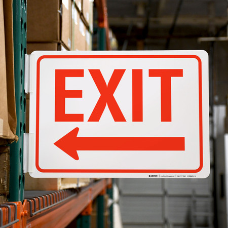 Exit with Arrow Left Landscape - Double-Sided Cone Signs
