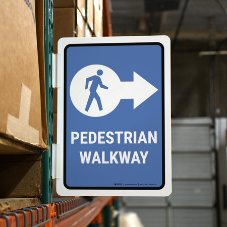 Pedestrian Walkway Right Arrow Portrait - Double-Sided Cone Signs