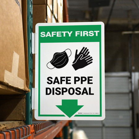 Safety First: Safe PPE Disposal Arrow Down with Icons Portrait - Double ...