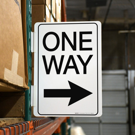 One Way with Right Arrow Portrait - Double-Sided Cone Signs