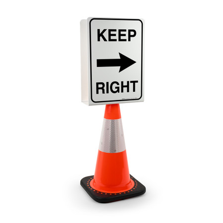 Keep Right with Arrow Right Portrait - Double-Sided Cone Sign ...