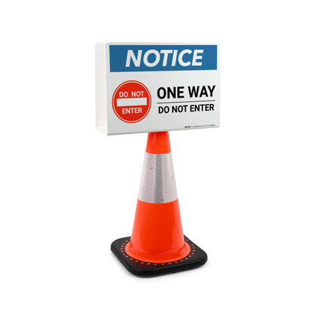Notice: One Way - Do Not Enter Landscape - Double-Sided Cone Sign