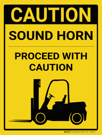 Caution: Sound Horn/Proceed with Caution Portrait - Wall Sign ...
