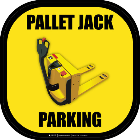 Pallet Jack Parking with Equipment Image - Rounded Square Floor Sign