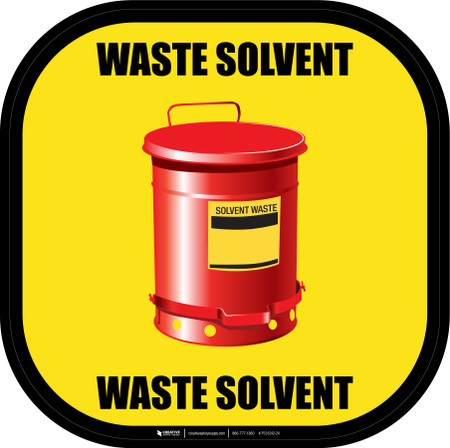 Waste Solvent with Image - Rounded Square Floor Sign