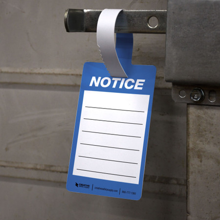 Notice White Interior - Self-Locking Hang Tag | Creative Safety Supply