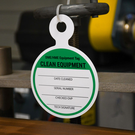 Clean DME/HME Equipment Tag - Round Hang Tag | Creative Safety Supply
