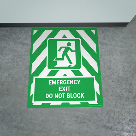 Emergency Exit Do Not Block Portrait - Large Floor Sign