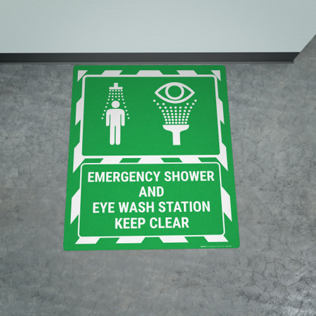 Emergency Shower and Eye Wash Station Keep Clear Portrait - Large Floor ...