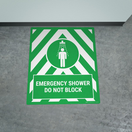 Emergency Shower Do Not Block Portrait - Large Floor Sign