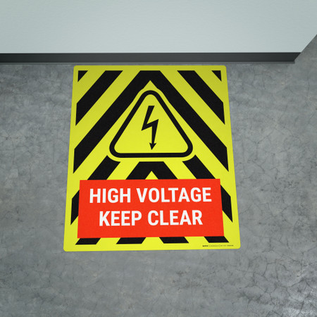 High Voltage Keep Clear Yellow/Black Hazard Portrait - Large Floor Sign ...