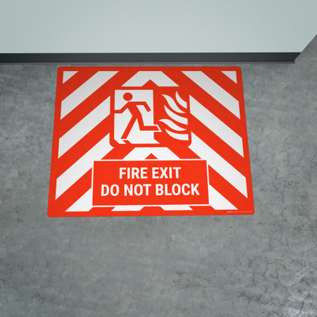 Fire Exit Do Not Block Landscape - Large Floor Sign