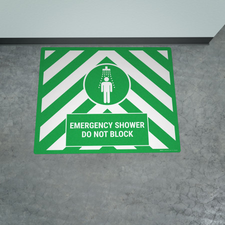 Emergency Shower Do Not Block Landscape - Large Floor Sign | Creative ...