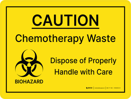Caution - Chemotherapy Waste Biohazard Landscape - Wall Sign