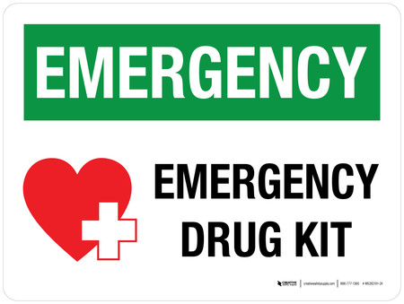 Emergency Drug Kit Landscape - Wall Sign