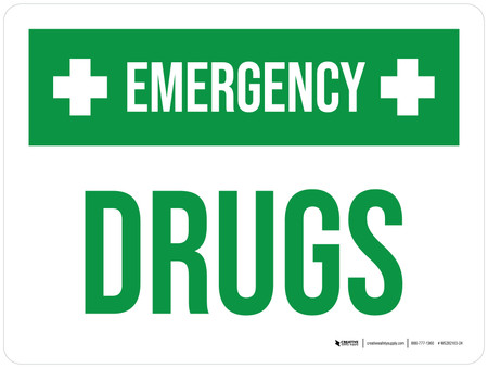 Emergency Drugs Landscape - Wall Sign | Creative Safety Supply