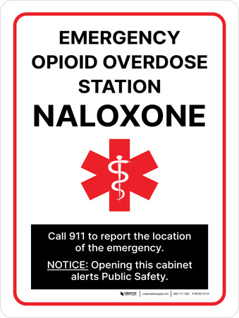Emergency Opioid Overdose Station Naloxone Portrait - Wall Sign ...