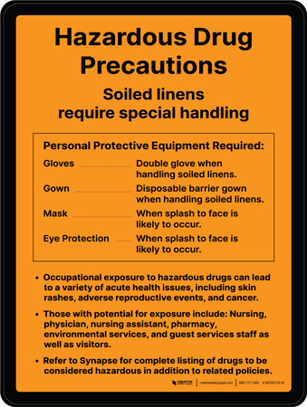 Hazardous Drug Precautions Portrait - Wall Sign