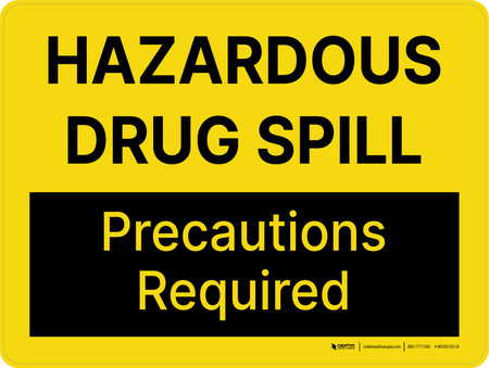 Hazardous Drug Spill Precautions Required Landscape - Wall Sign