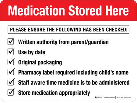 Medication Stored Here - Please Ensure The Following Has Been Checked ...