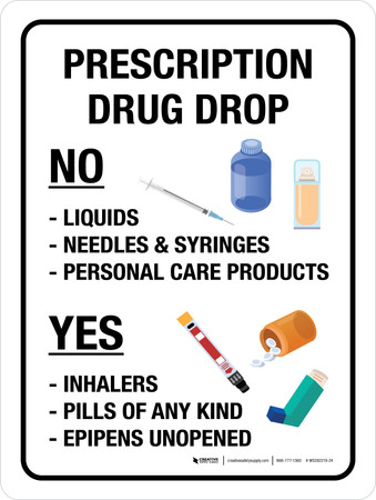 Prescription Drug Drop Portrait - Wall Sign