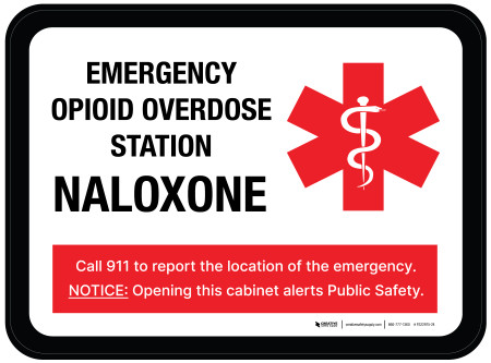 Emergency Opioid Overdose Station Naloxone Rectangle - Floor Sign