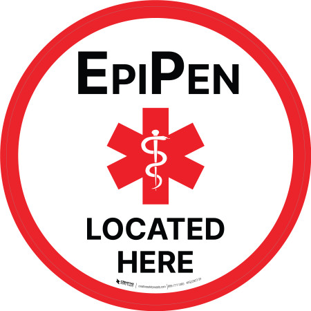 Epipen - Located Here Circular - Floor Sign
