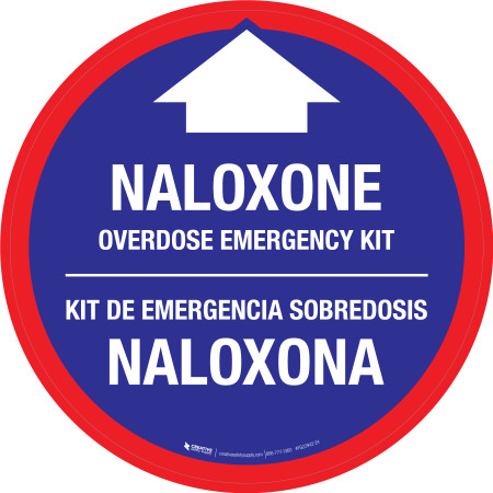 Naloxone Overdose Emergency Kit Bilingual Spanish Circular - Floor Sign ...