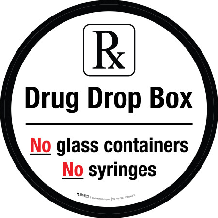 Prescription Drug Drop Box - No Glass Containers No Syringes Circular ...