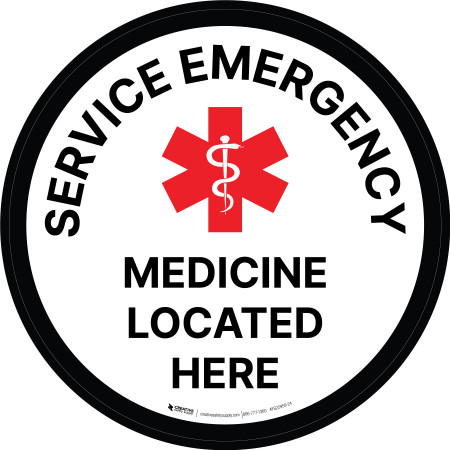 Service Emergency Medicine Located Here Circular - Floor Sign
