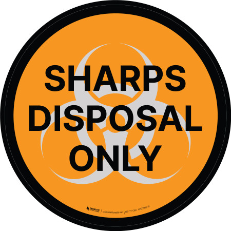 Sharps Disposal Only with Icon Circular - Floor Sign