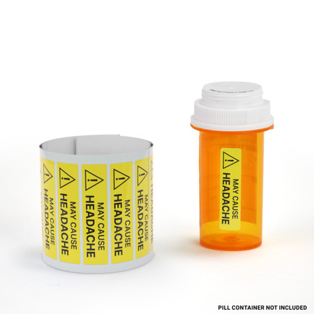 May Cause Headache - Pharmaceutical Auxiliary Label | Creative Safety ...