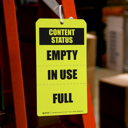 Content Status: Empty/In Use/Full Yellow - Tear-Off Tag