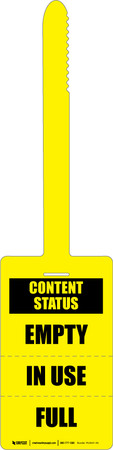 Content Status: Empty/In Use/Full Yellow - Self-Locking Tear-Off Tag