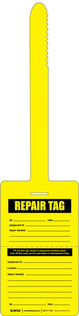 Repair Tag Yellow - Self-Locking Tear-Off Tag