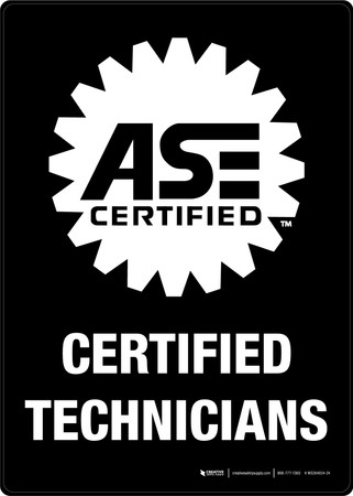 ASE Certified Technicians Black and White Portrait - Wall Sign ...