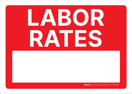 Labor Rates Landscape - Wall Sign