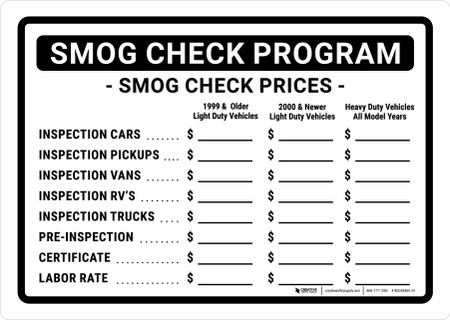 Smog Check Program/Prices - Older/Newer Light/Heavy Duty Models ...