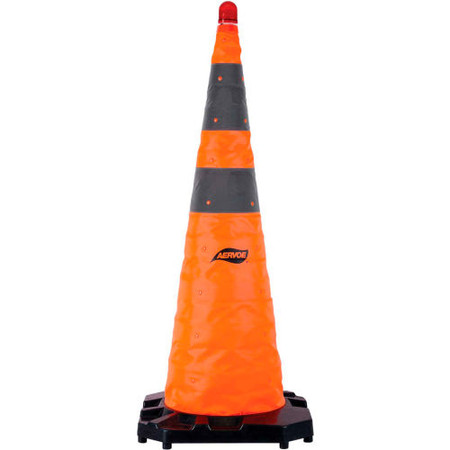 Aervoe 36" HD Collapsible Safety Cone With LED Light, Weighted Base, 3/Pack