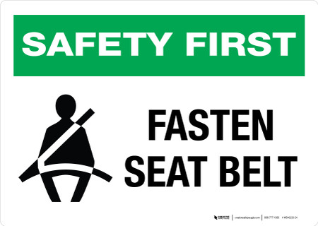 Safety First: Fasten Seat Belt Landscape - Wall Sign
