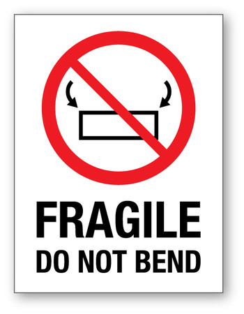 Fragile: Do Not Bend with Icon - Shipping Label