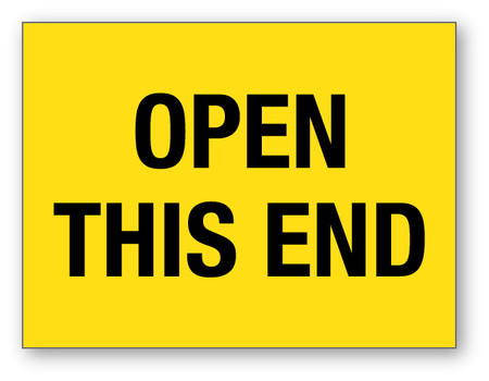 Open This End Yellow - Shipping Label