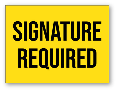 Signature Required Yellow - Shipping Label