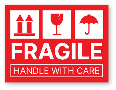 Fragile: Handle With Care Red with Icons - Shipping Label