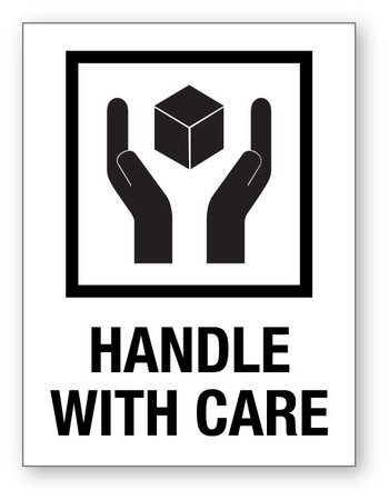 Handle With Care Black Icon - Shipping Label