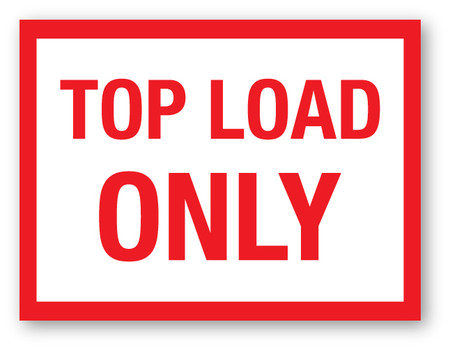 Top Load Only White with Red Text - Shipping Label