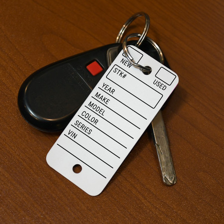 New-Used-STK# White - Auto Dealership Key Tags