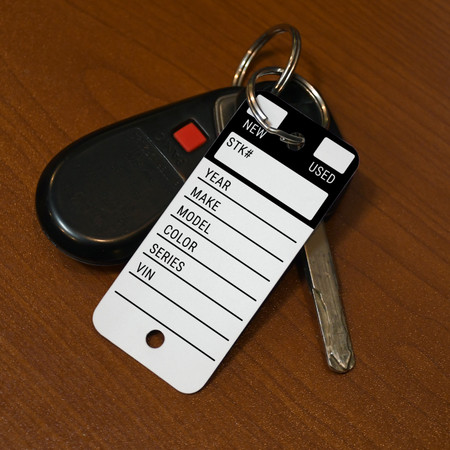 New-Used-STK# Black/White - Auto Dealership Key Tags