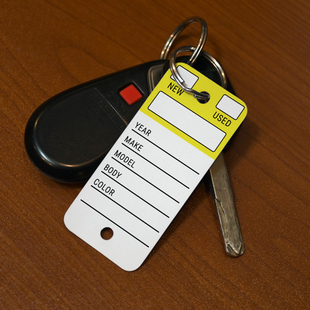 New-Used Yellow/White - Auto Dealership Key Tags